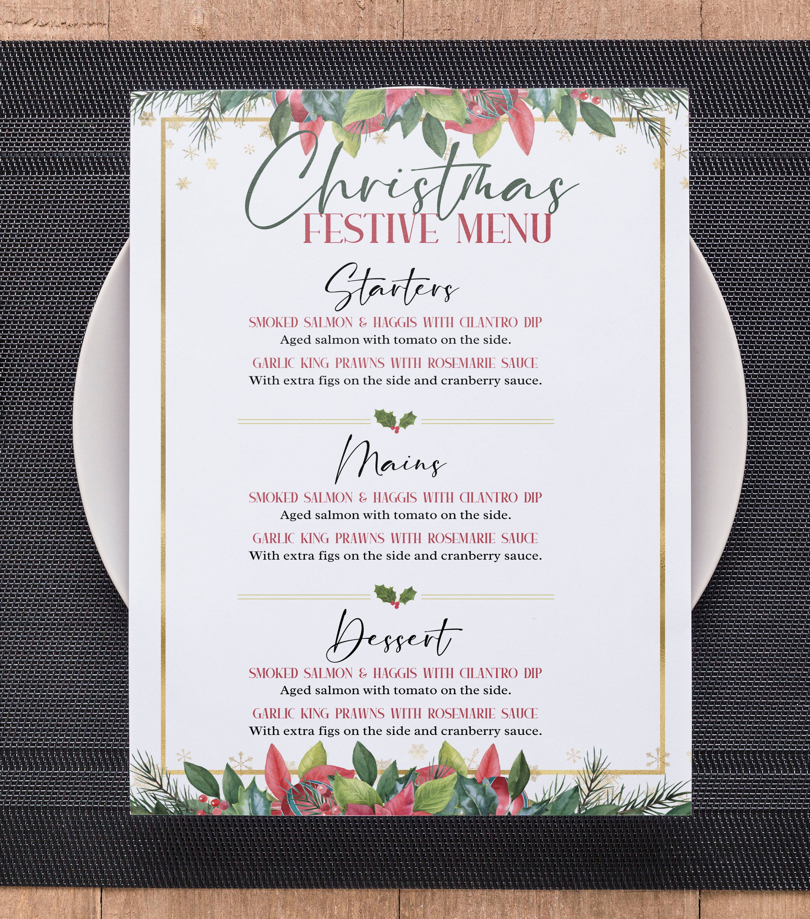 Editable Christmas Day Restaurant Cafe Food Menu Template - Etsy