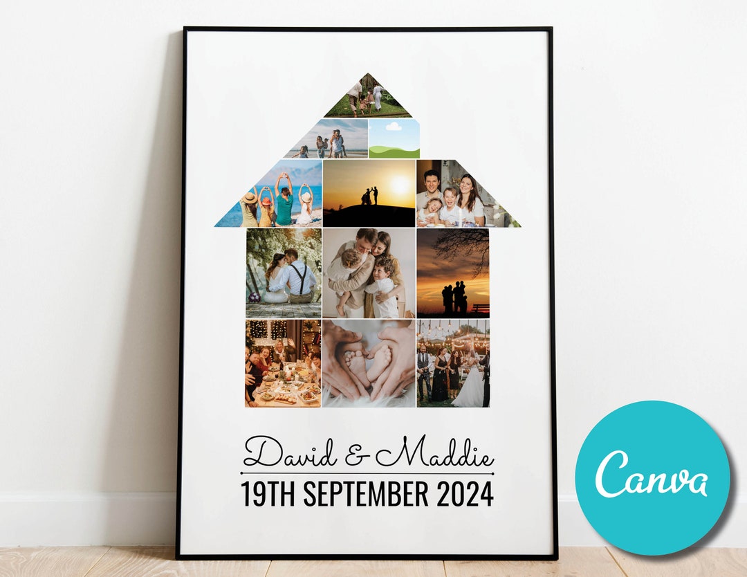 Custom House Home Photo Collage Gift, Housewarming Family Wedding Photo ...