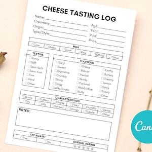 Cheese Tasting Journal Log Notebook, Cheese Tasting Details Log ...