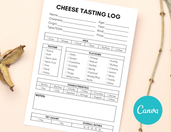 Cheese Tasting Journal Log Notebook Cheese Tasting Details | Etsy