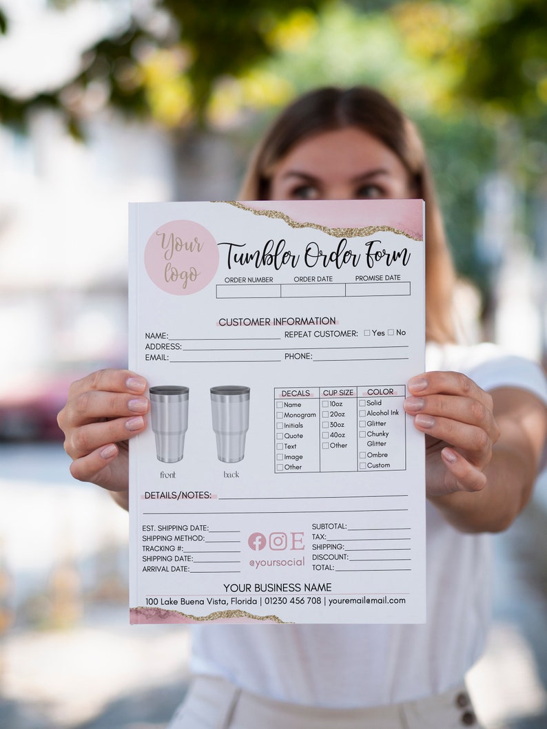 Tumbler Order Form Editable Template Custom Tumbler Order - Etsy