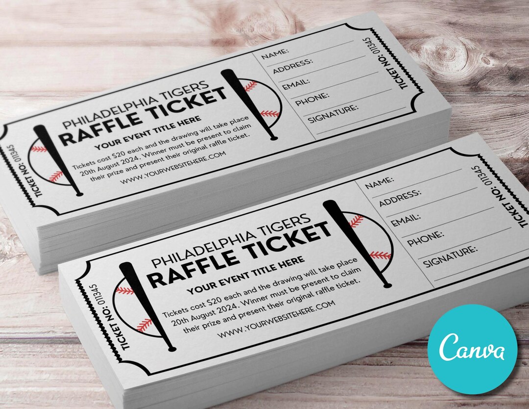 Editable Raffle Event Ticket Template, Sports Custom DIY Surprise ...