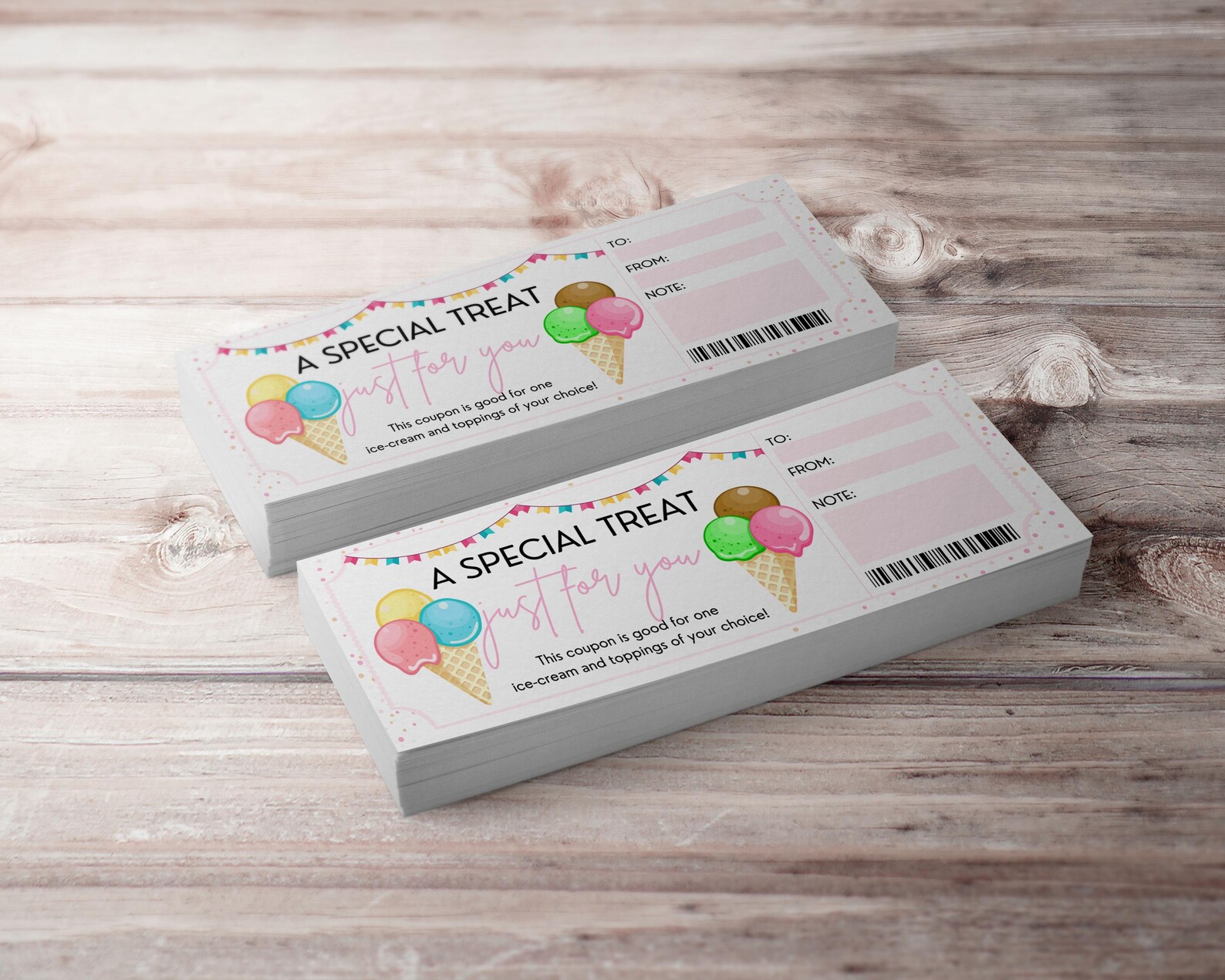 Ice Cream Ticket Template Voucher Coupon Token, Ice Cream Food Truck ...