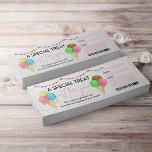 Ice Cream Ticket Template Voucher Coupon Token, Ice Cream Food Truck ...