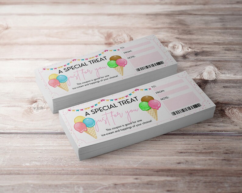 Ice Cream Ticket Template Voucher Coupon Token, Ice Cream Food Truck ...