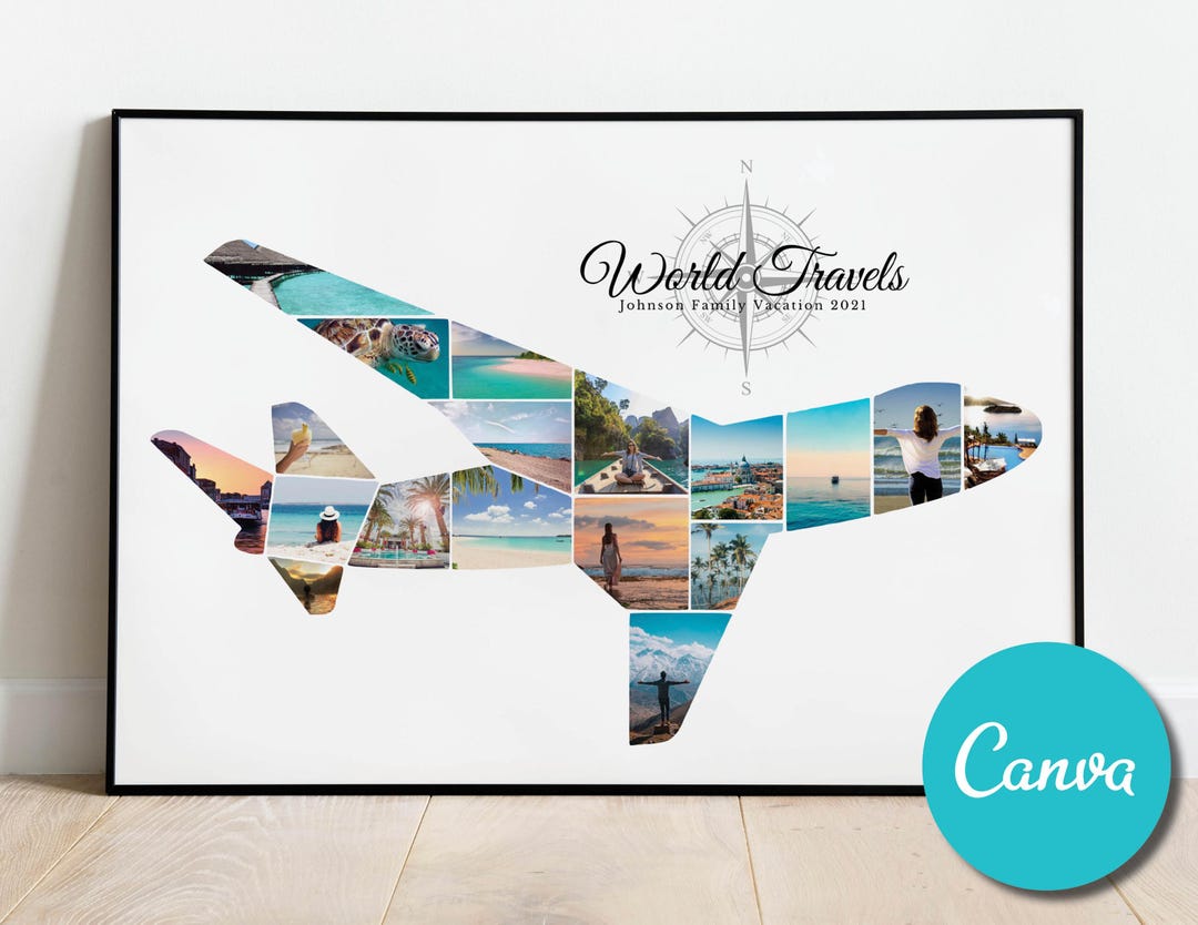 Airplane Custom Trip Photo Collage Plane Gift, Personalized Aircraft ...