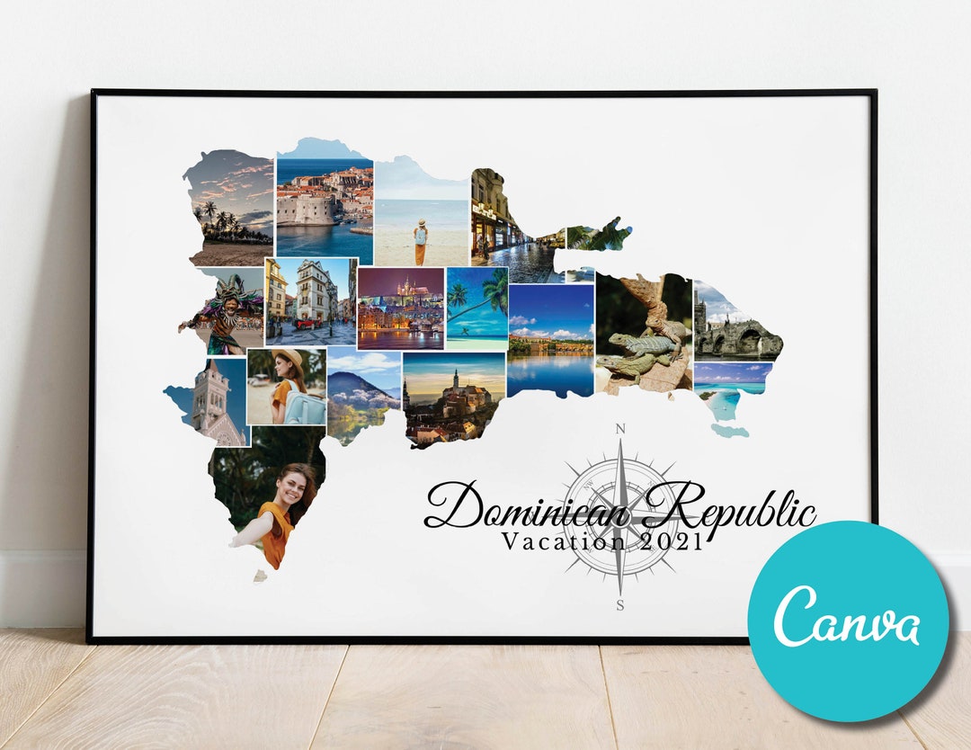 Dominican Republic Map Personalized Custom Photo Collage Gift Wedding ...