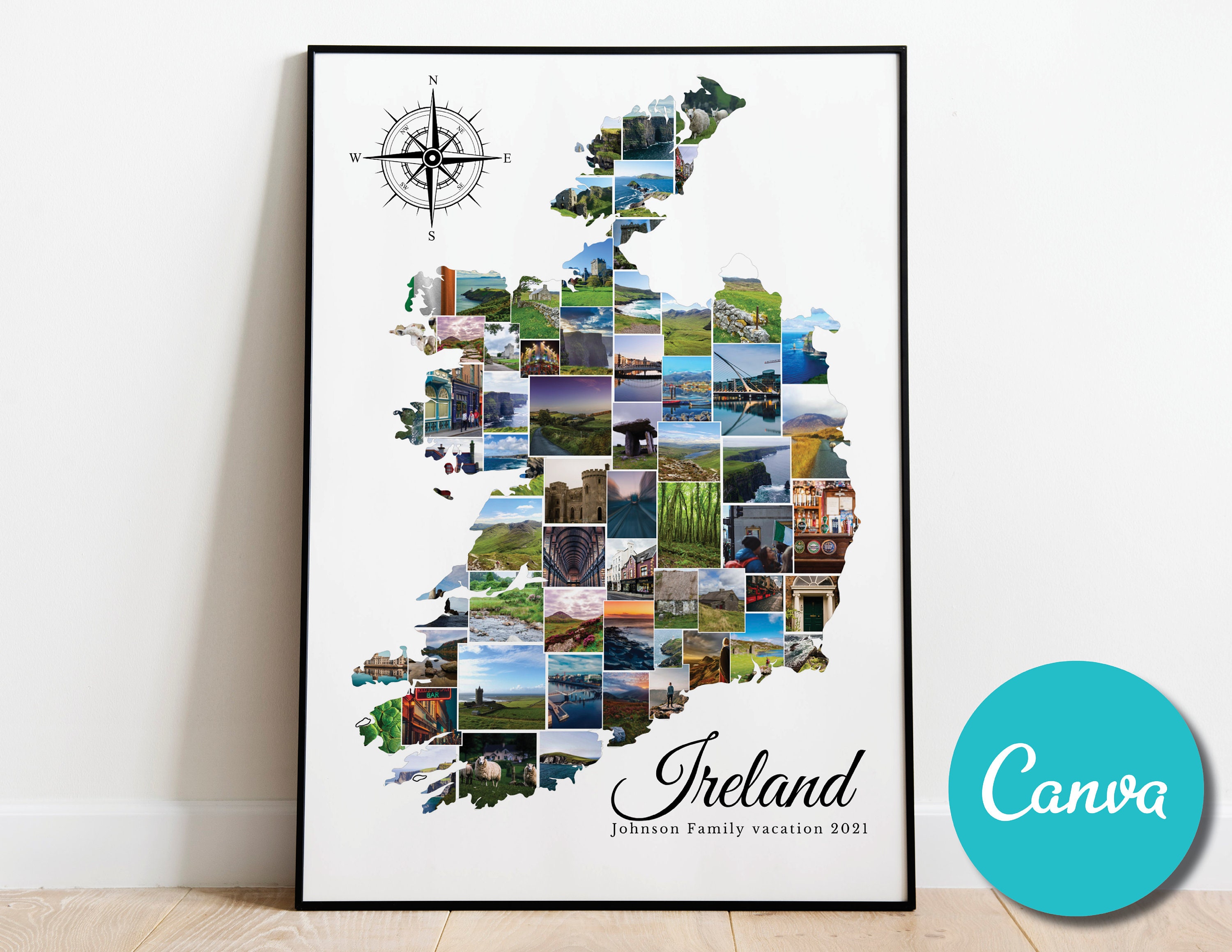 Ireland Map Travel Photo Collage Poster Wedding Anniversary Gift ...