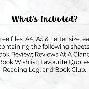 Book Review Tracker Log Printable, Book Lover Bundle, Reading Journal ...