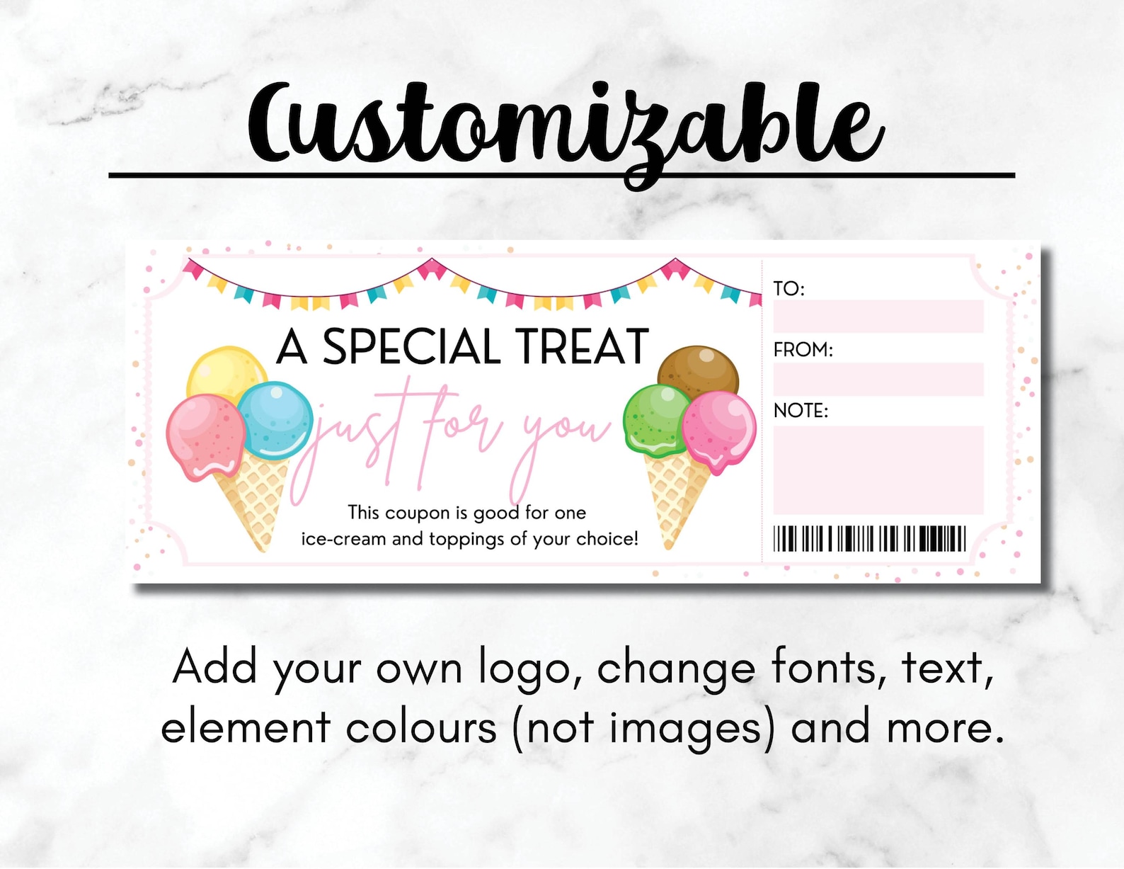 Ice Cream Ticket Template Voucher Coupon Token, Ice Cream Food Truck ...