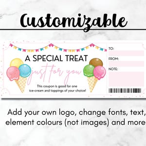 Ice Cream Ticket Template Voucher Coupon Token, Ice Cream Food Truck ...