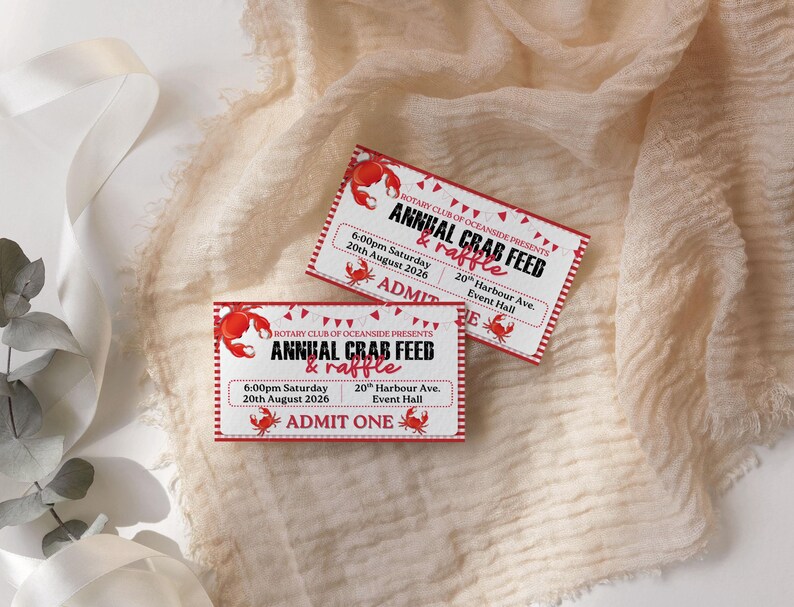 Editable Crab Feed Ticket Template Voucher, Custom Crab Feed Ticket ...