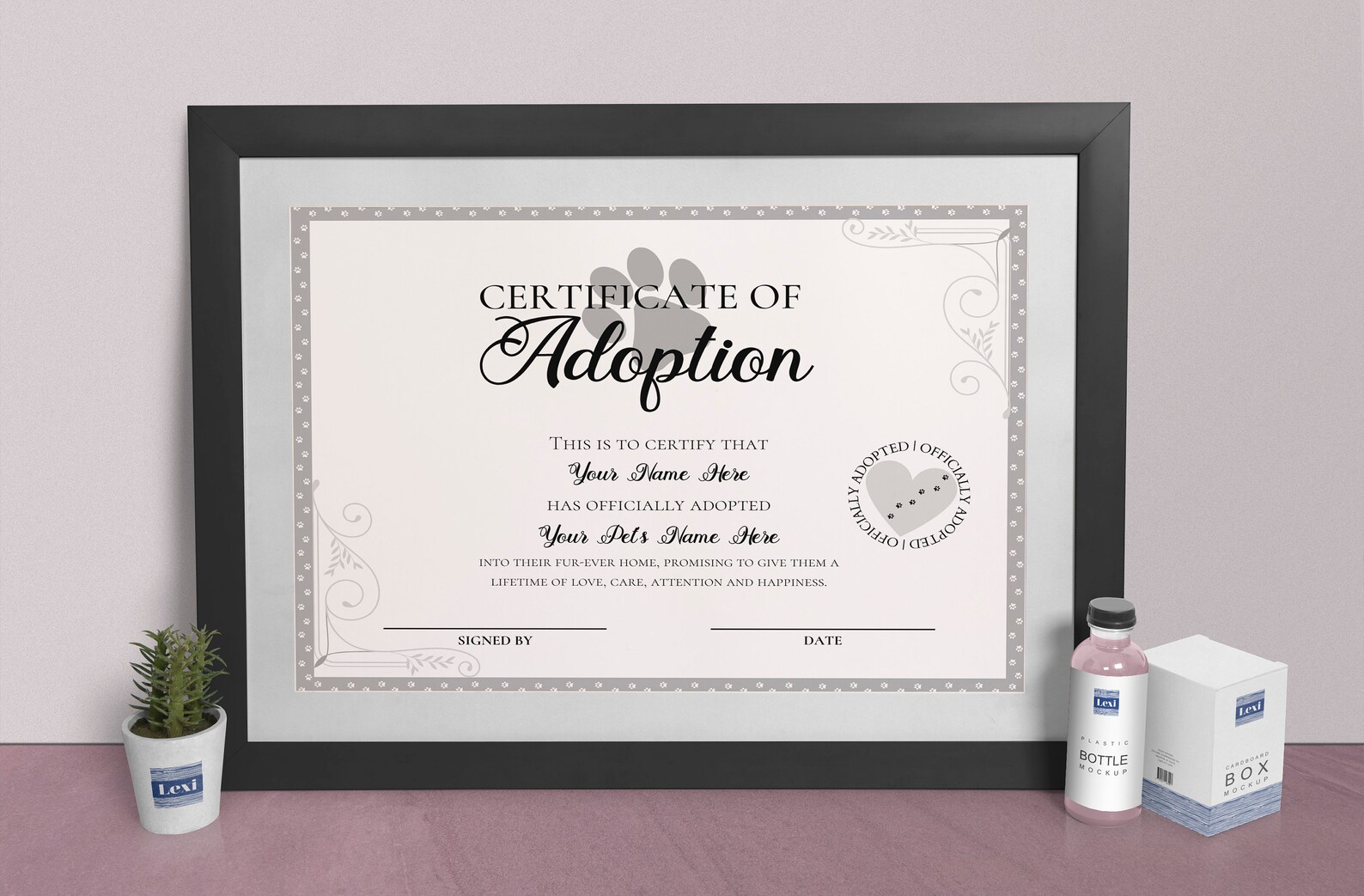 Editable Cat Dog Pet Adoption Certificate, Adopt an Animal, Printable ...