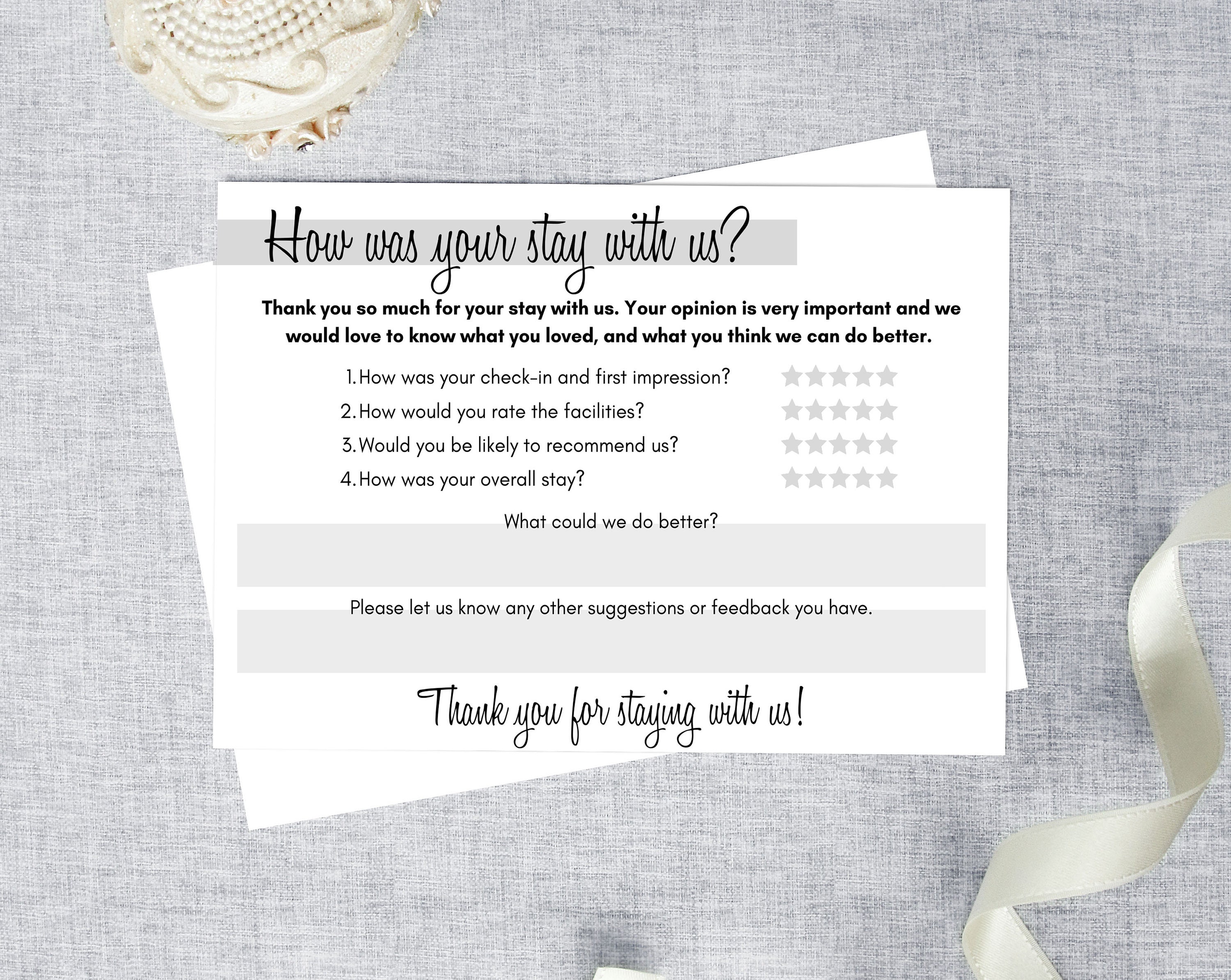 Guest Feedback Request Form Comment Card Template Airbnb - Etsy