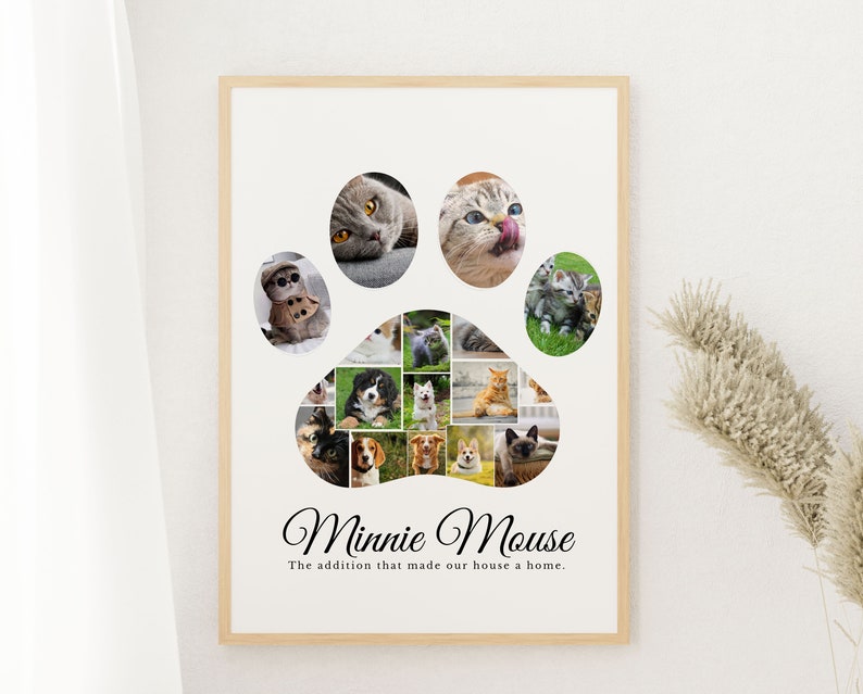 Custom Paw Print Cat Dog Pet Photo Collage Gift, Animal Lover Custom ...