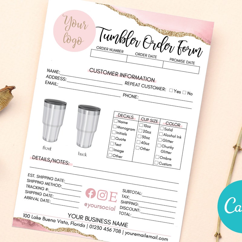 Tumbler Order Form - Etsy