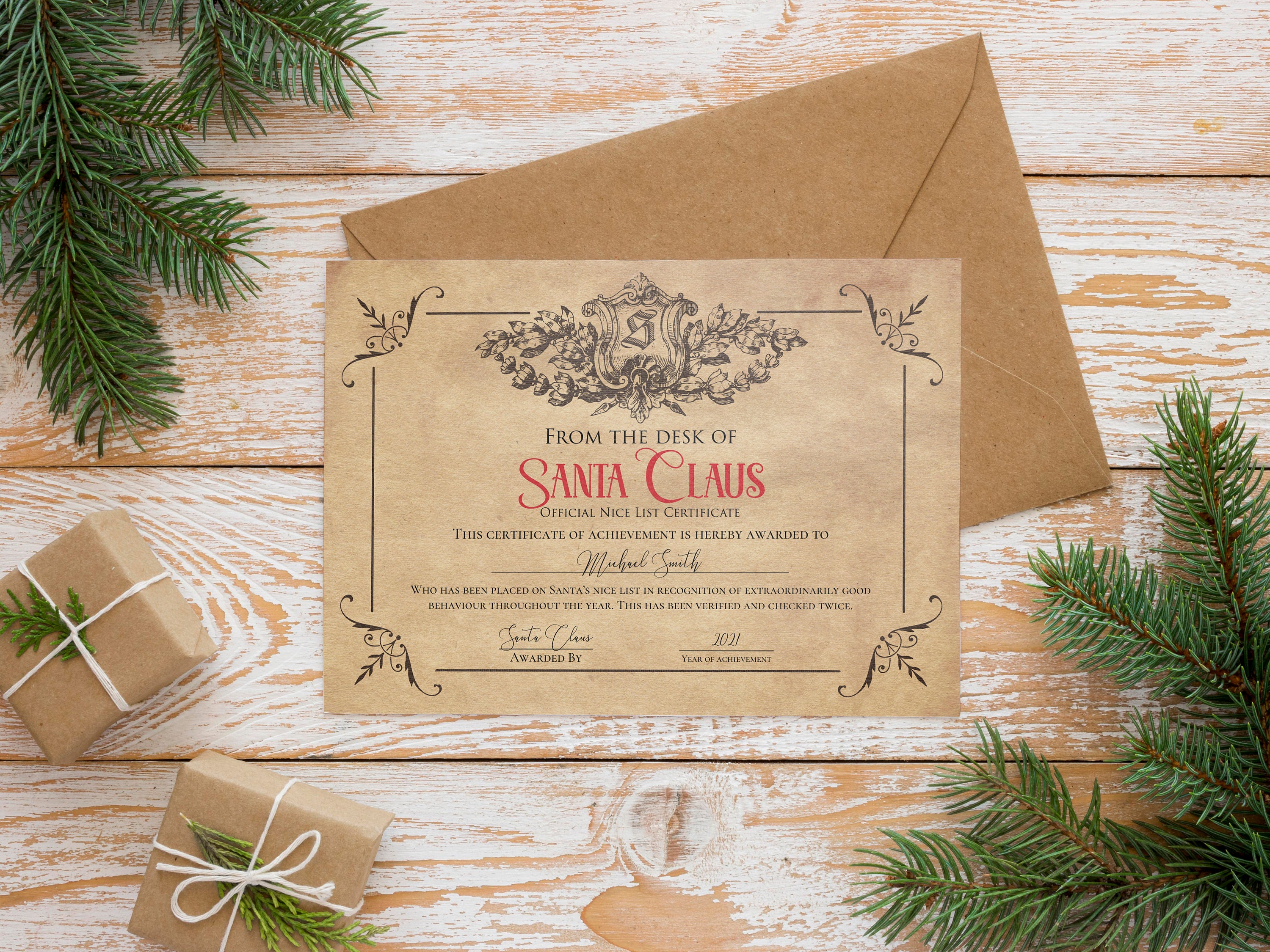 Santa Nice List Editable Certificate Nice List Santa Kids | Etsy