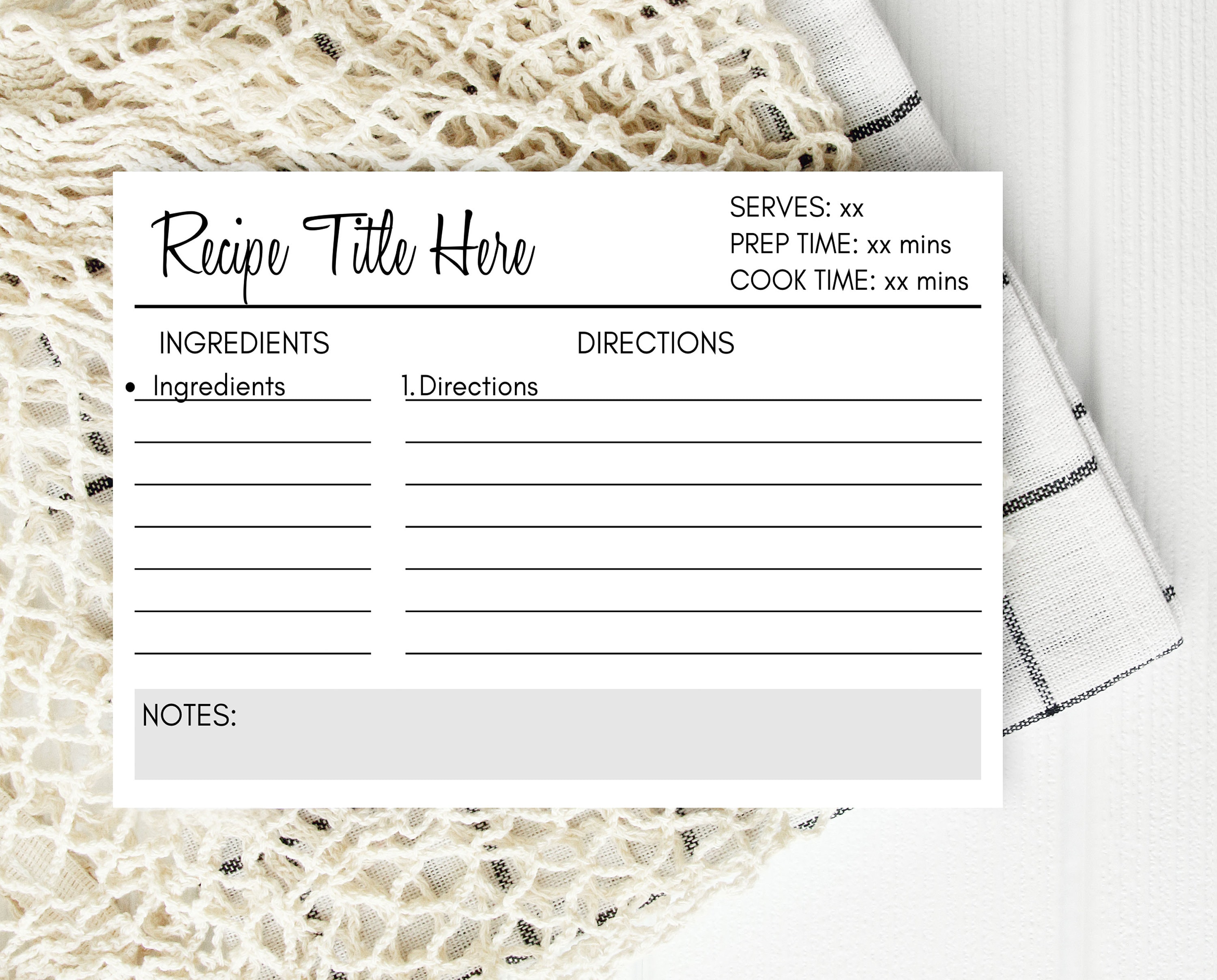 Editable Custom Recipe Card Page Template Cook Book Template | Etsy