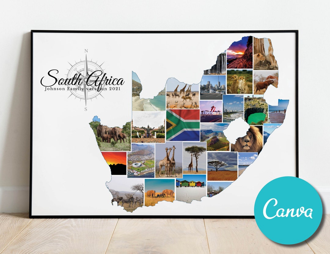 South Africa Custom Photo Collage Gift, South Africa Vacation Collage ...