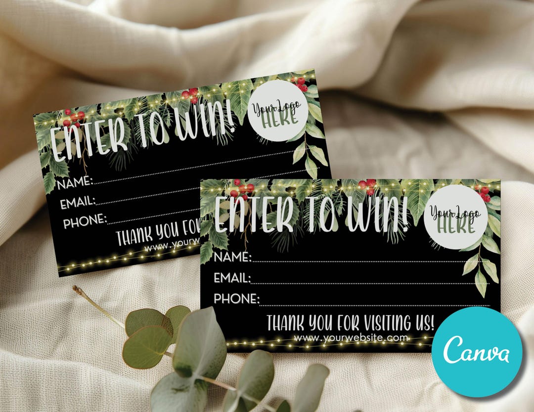 Editable Raffle Event Ticket Template, Christmas Custom DIY Enter to ...