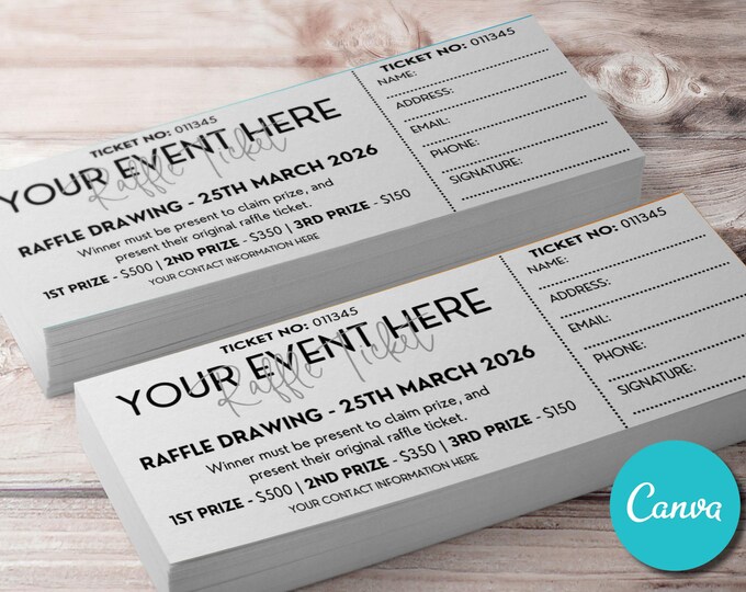 Custom Raffle Ticket Template | DIY Fundraiser Tickets | DIY Raffle ...