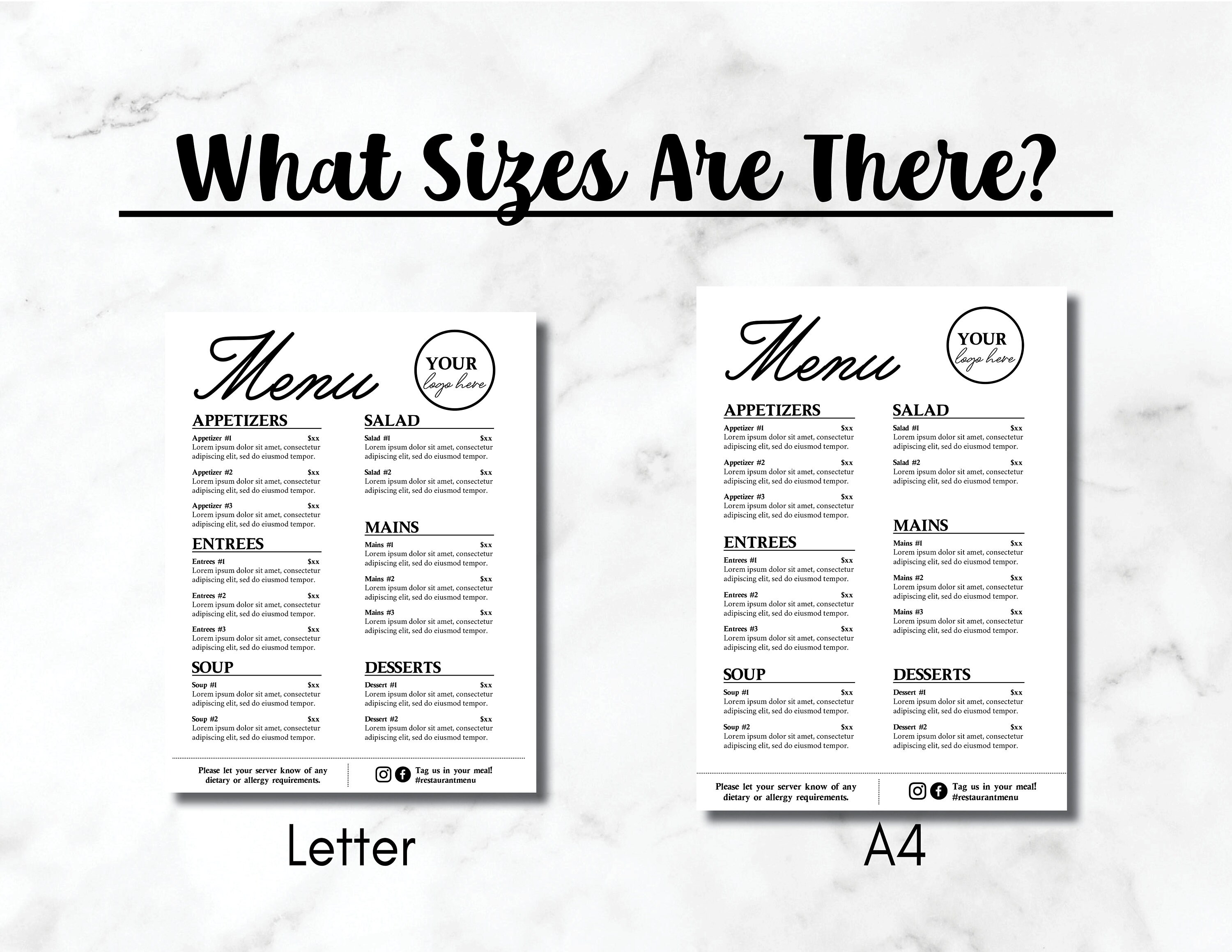Editable Restaurant Cafe Food Menu Template Business Menu - Etsy