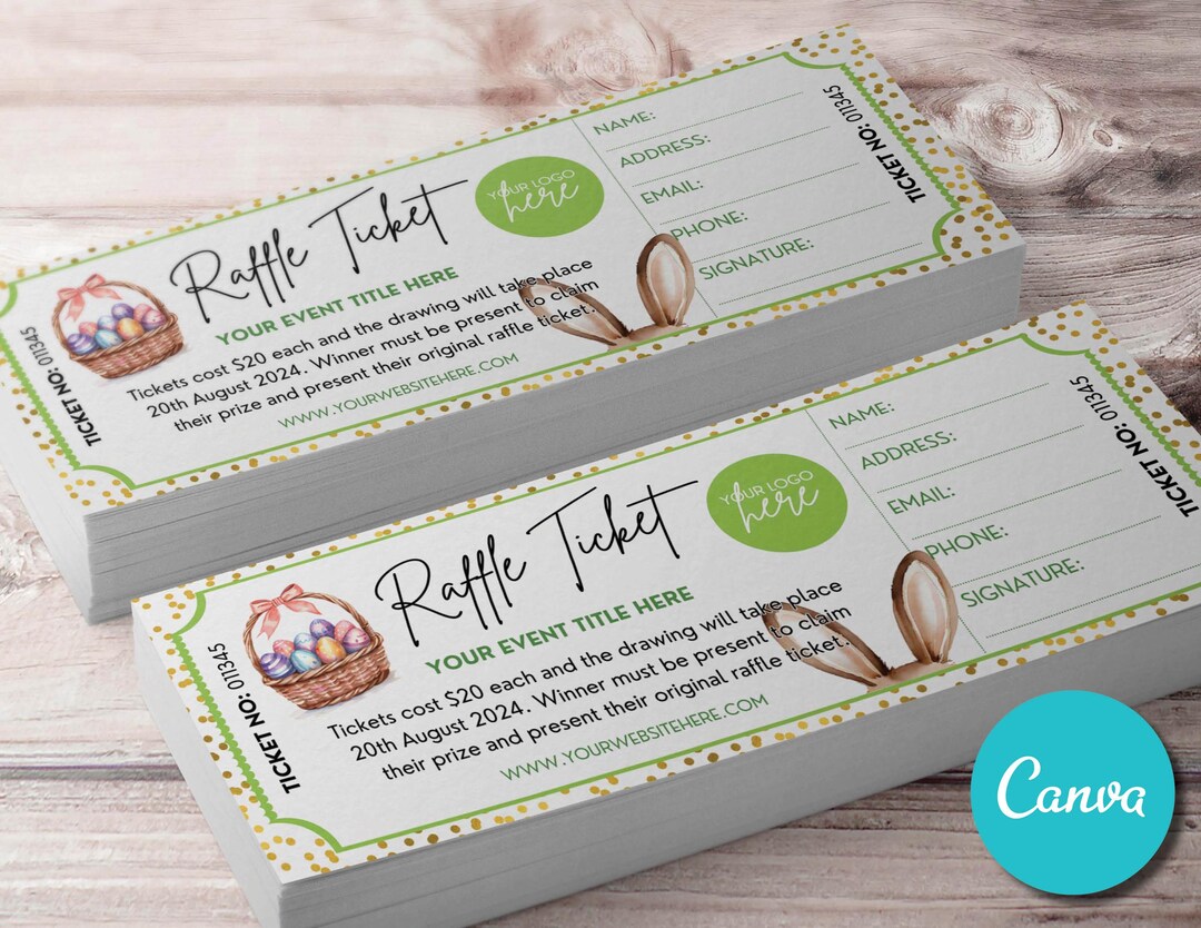 Editable Raffle Event Ticket Template, Easter Custom DIY Surprise ...