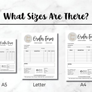 Editable Custom Order Form & Tracker Template, Printable Purchase Order ...