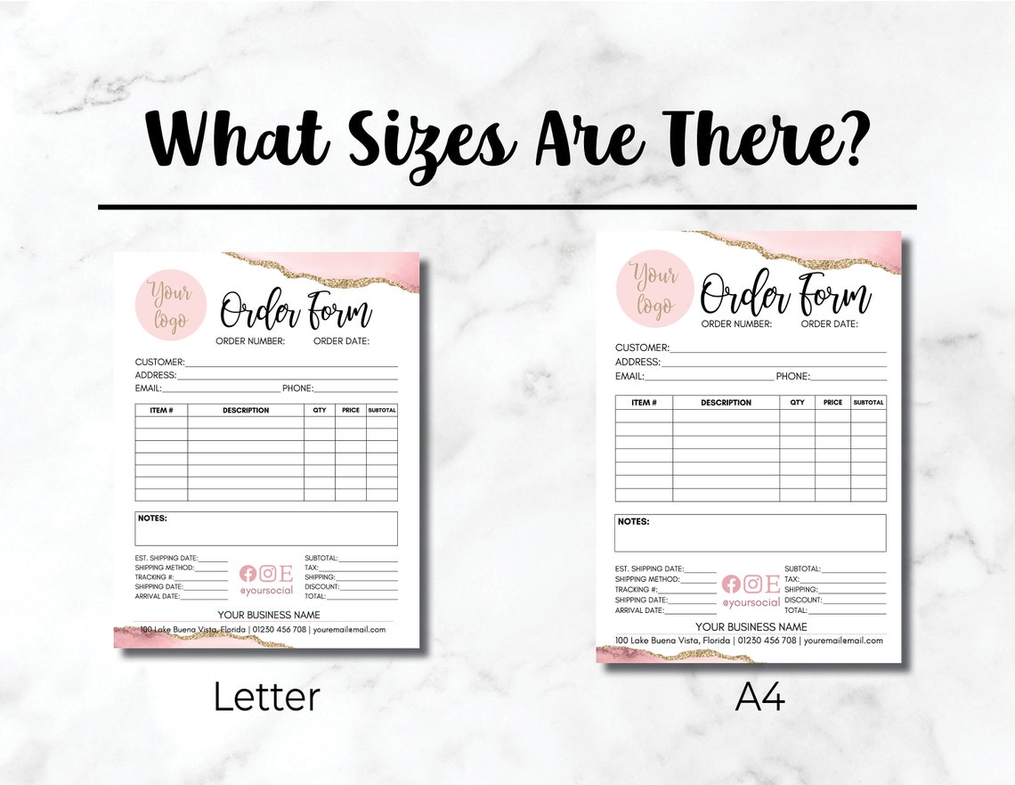 Pink Editable Order Form Custom Template Printable Purchase | Etsy
