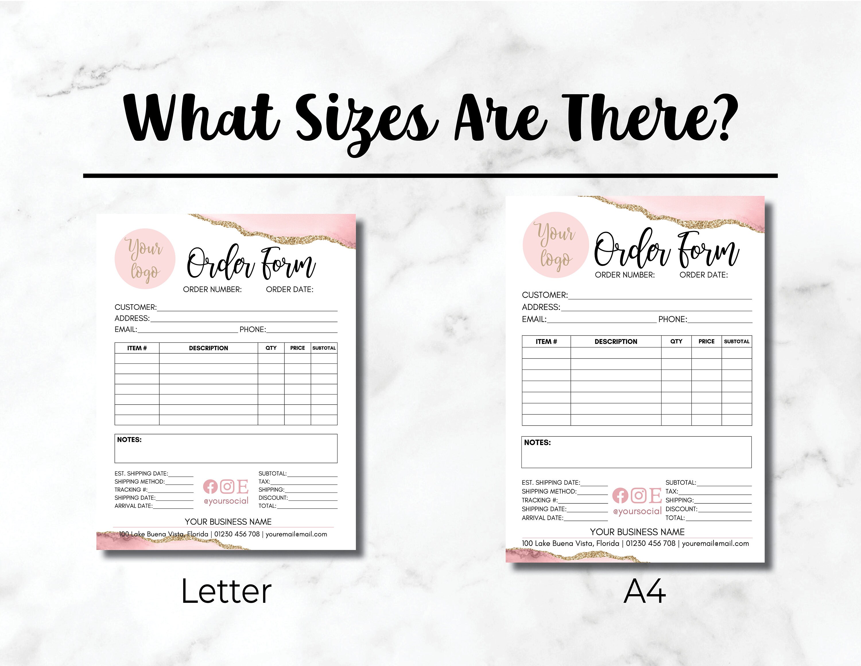 Pink Editable Order Form Custom Template Printable Purchase - Etsy UK