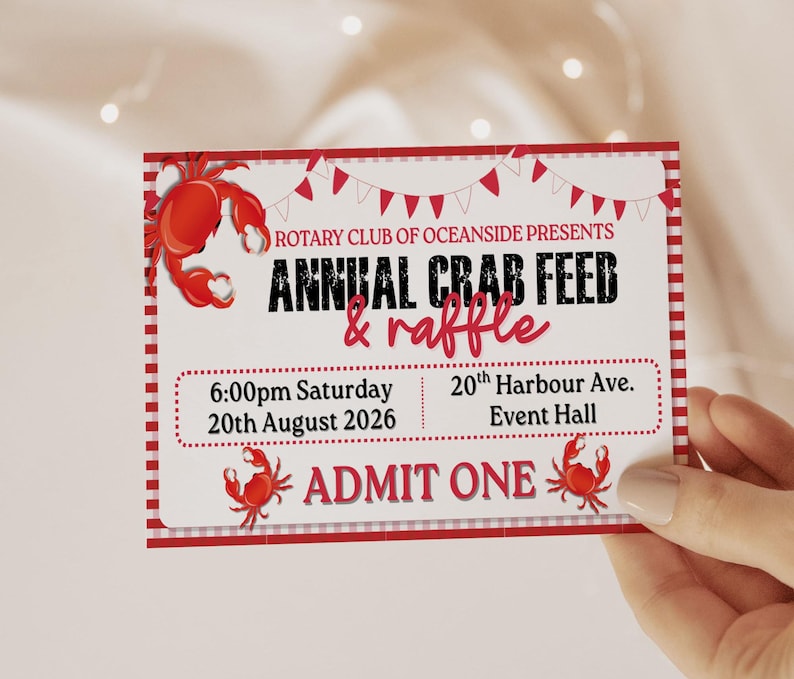 Editable Crab Feed Ticket Template Voucher, Custom Crab Feed Ticket ...