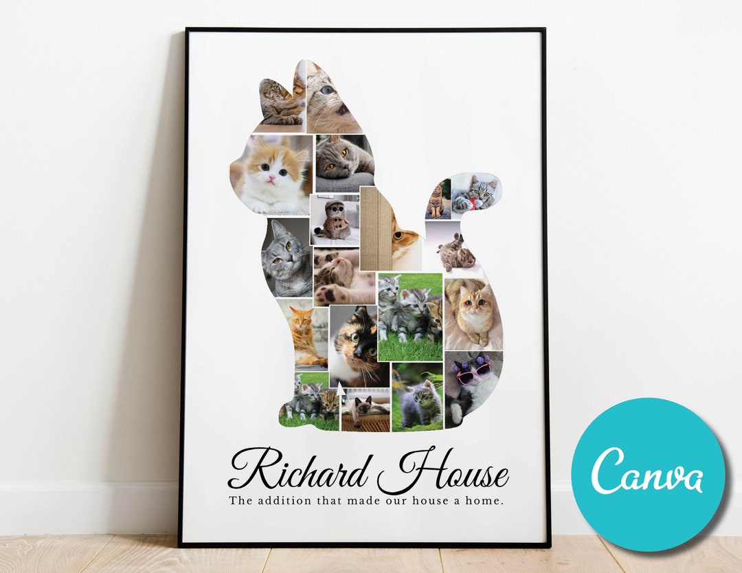 Custom Paw Print Cat Dog Pet Photo Collage Gift, Animal Lover Custom ...