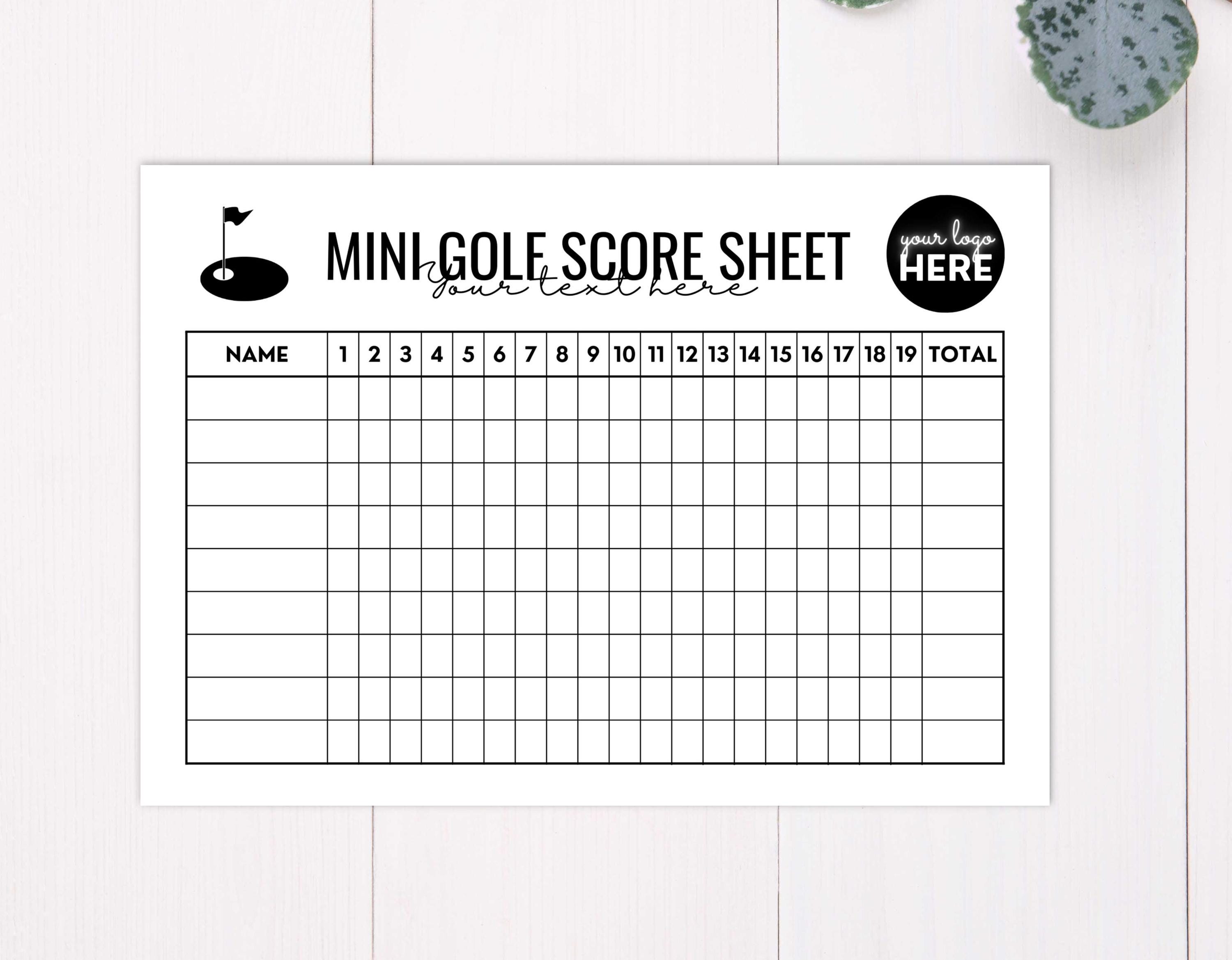 Mini Golf Score Card Sheet Template, Putt Putt Editable Scoresheet ...