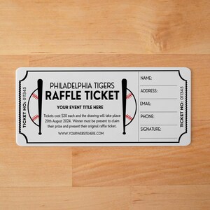 Editable Raffle Event Ticket Template, Sports Custom DIY Surprise ...