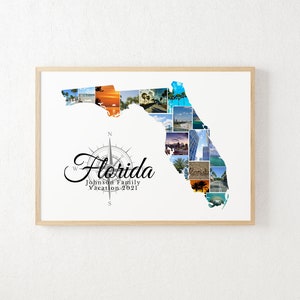 Florida Map Personalized Custom Photo Collage Wedding Anniversary Gift ...