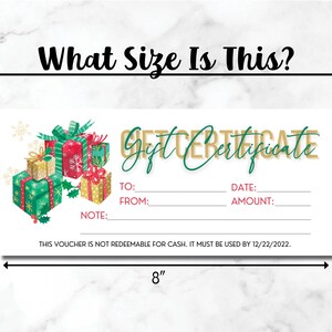 Editable Christmas Gift Card Certificate Template Voucher DIY ...