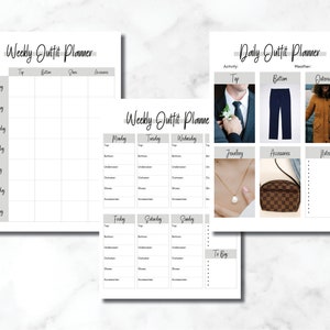 Daily Weekly Outfit Fashion Planner Printable Template, Editable ...