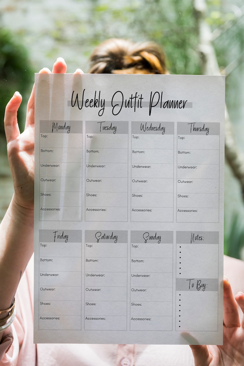 Daily Weekly Outfit Fashion Planner Printable Template - Etsy