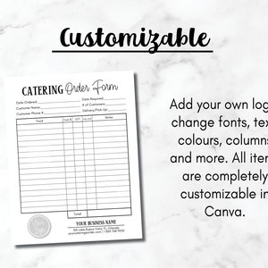 Editable Catering Bakery Food Dessert Order Form Custom Template, Event ...