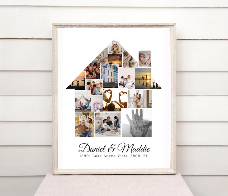Custom House Home Photo Collage Gift, Housewarming Family Wedding Photo ...