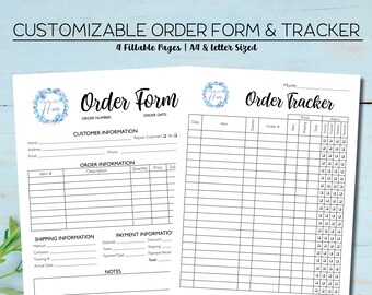 Editable Custom Order Form & Tracker Template Printable | Etsy