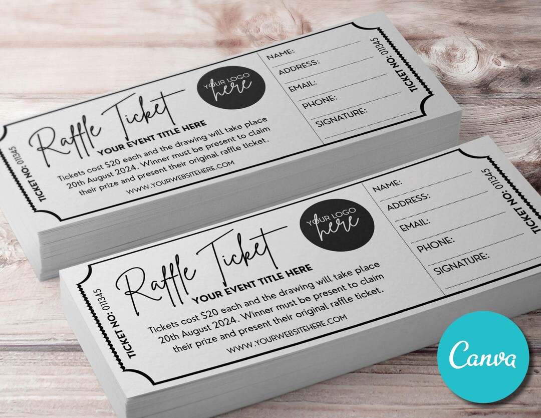 Editable Raffle Event Ticket Template, Custom DIY Surprise Raffle Event ...