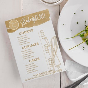 Editable Bakery Restaurant Cafe Food Menu Template, Business Menu ...