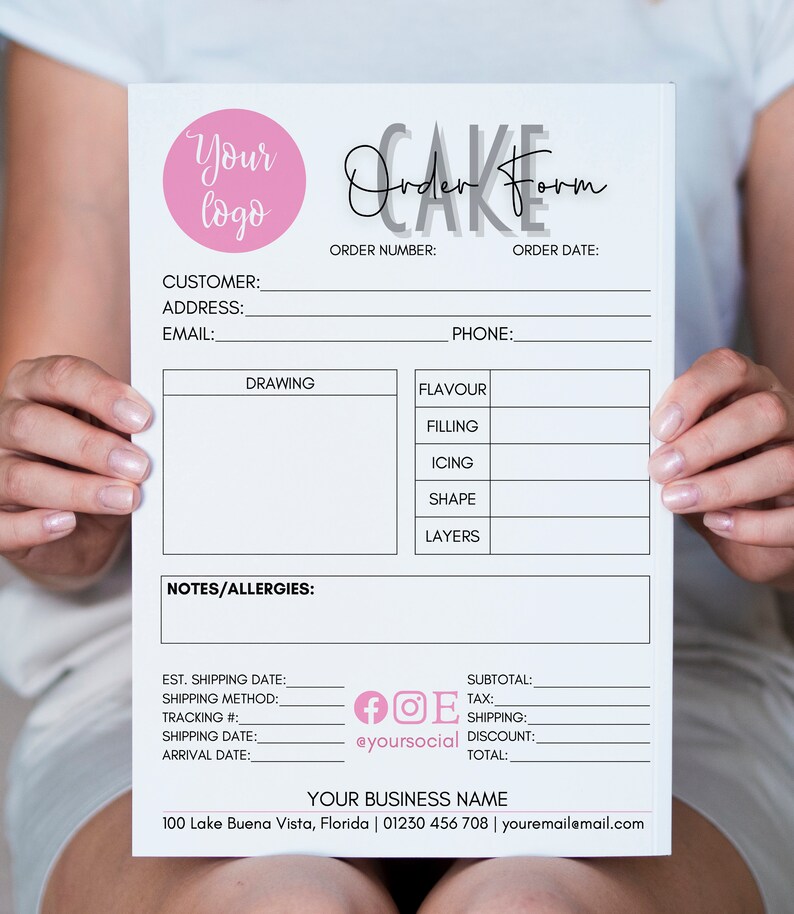 Custom Cake Order Form Editable Custom Bakery Order Form - Etsy UK