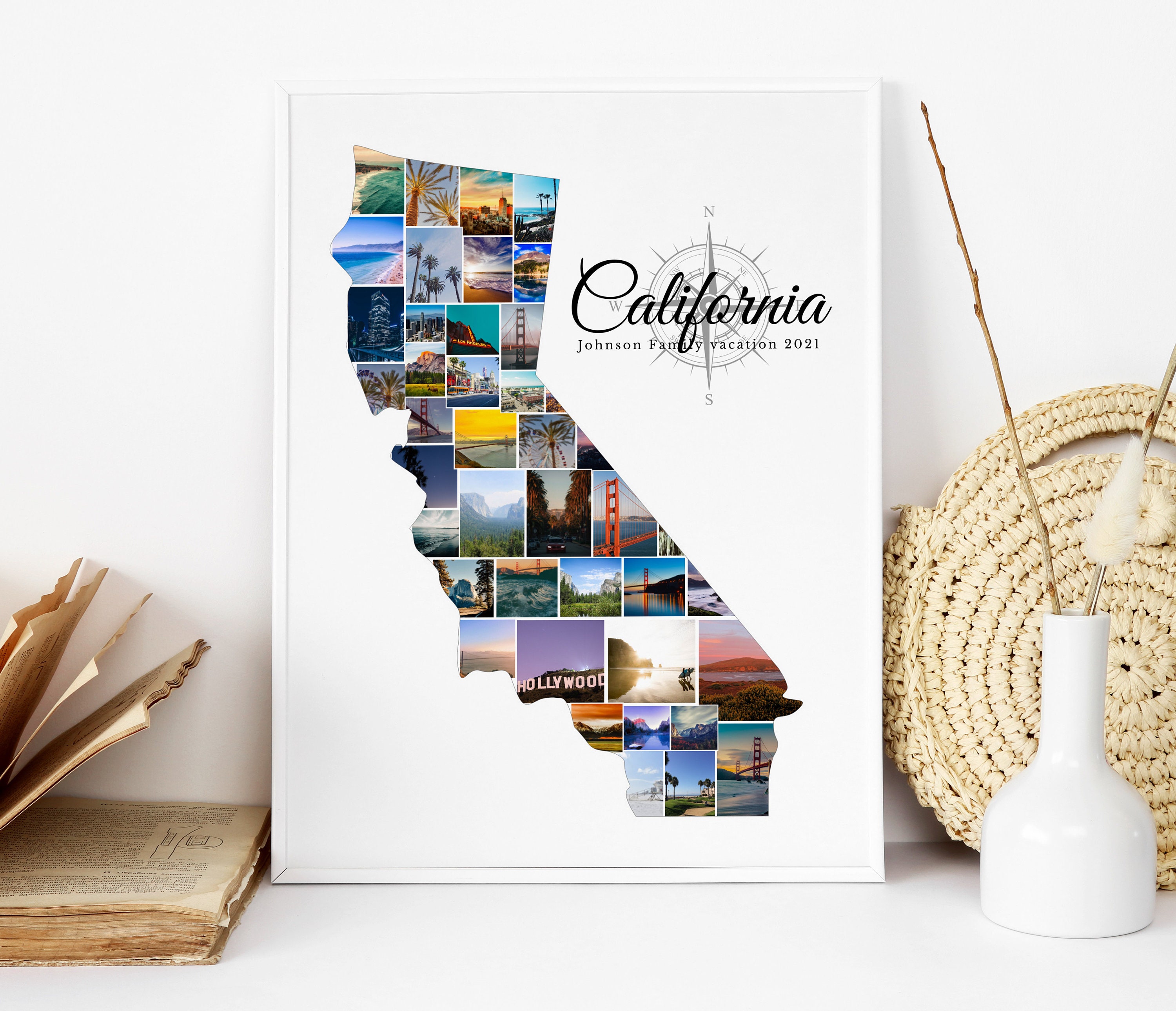 California Map Photo Collage Custom Template Gift Art Print - Etsy