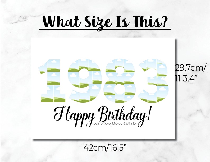 Custom 1983 Birthday Photo Collage Gift Poster Number Art - Etsy