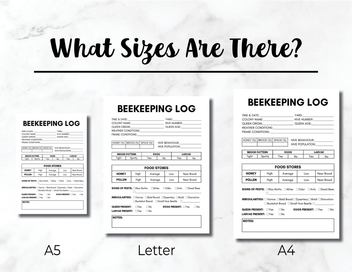 Beekeeping Log Book Template Beekeeping Inspection Checklist | Etsy
