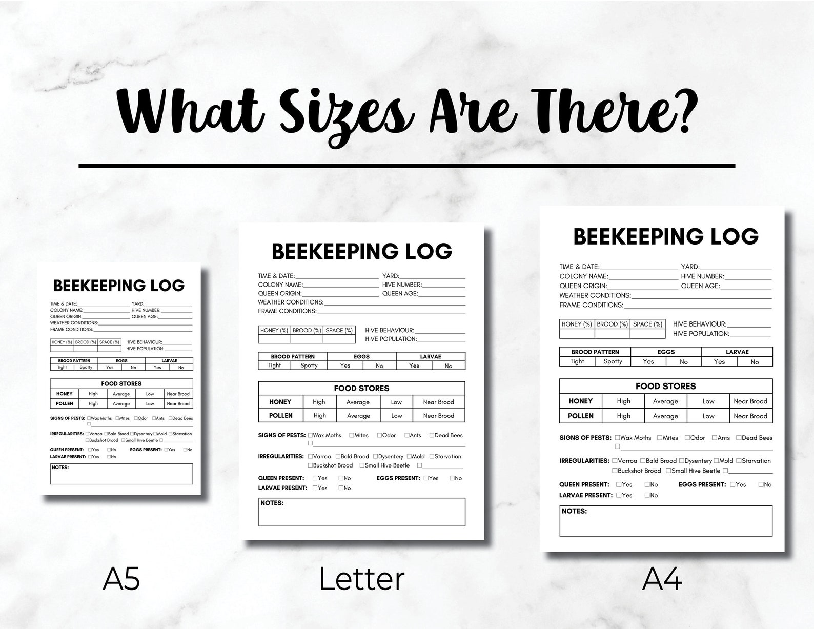 Beekeeping Log Book Template, Beekeeping Inspection Checklist, Beehive ...