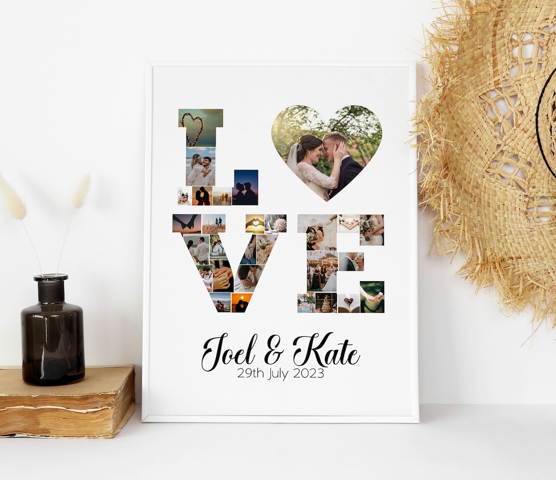 Custom Editable Love Heart Shape Photo Collage Gift - Etsy