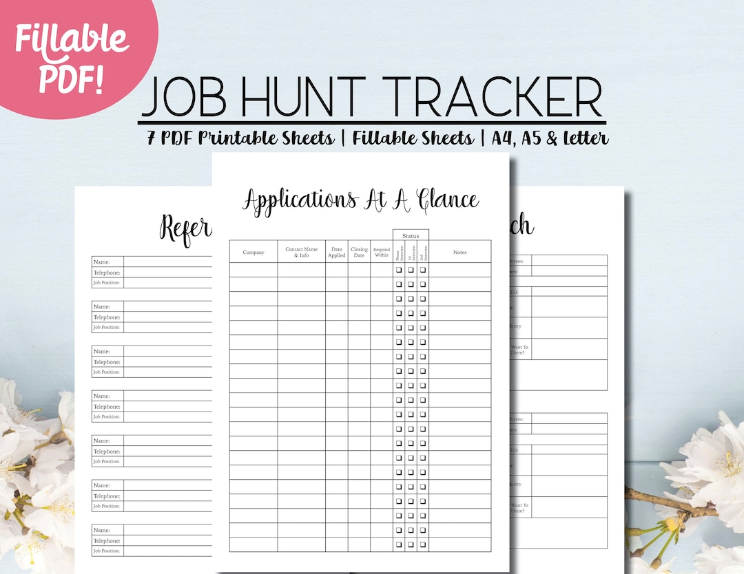 Job Search Planner Application Tracker Organizer Interview, Printable ...